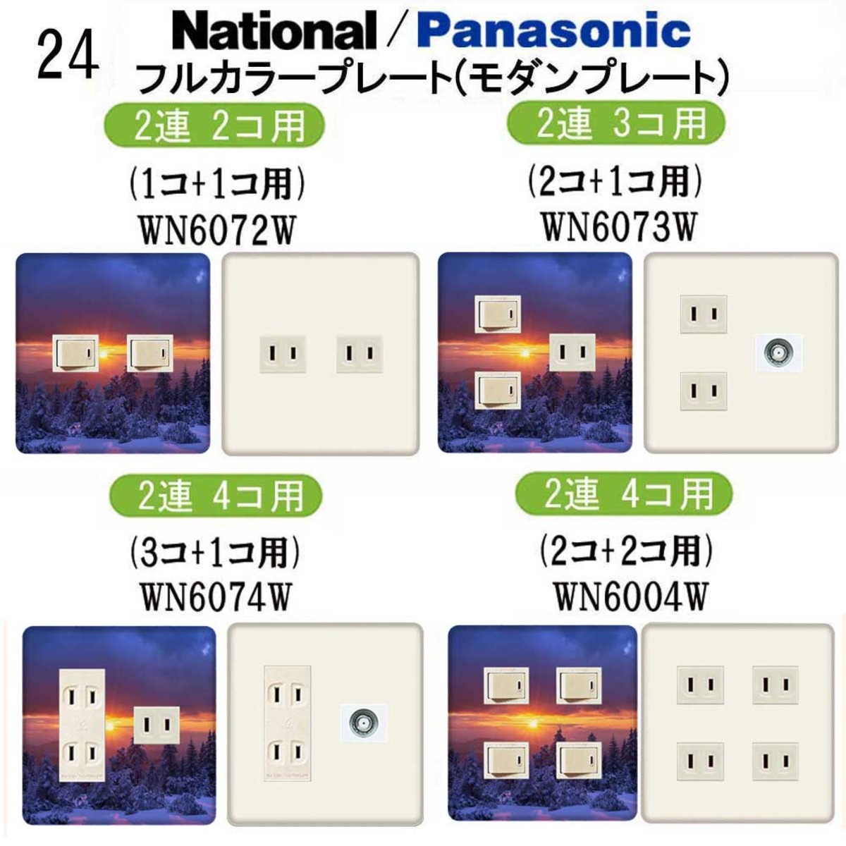Photo 写真(森林) 24番 パナソニック 【フルカラー(モダン)プレート】 2連 コンセントプレート スイッチプレート | CASEMAKER