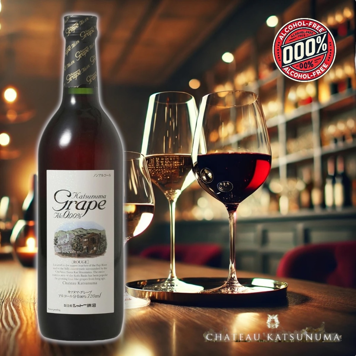 【山梨 シャトー勝沼 カツヌマグレープ ノンアルコールワイン 720ml 0.00％ 単品】ノンアルコール ワイン 赤 ルージュ ギフト プレゼント お祝い お礼 贈り物 パーティー ...