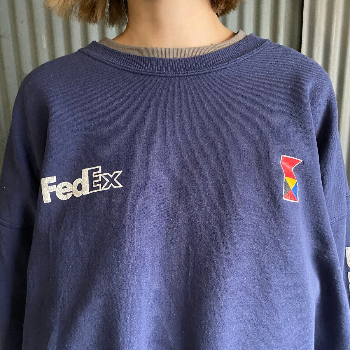 USA製 90年代 企業ロゴ Fedex スウェットシャツ メンズXL 古着 フェデックス カンパニー トレーナー 袖プリント バックプリント ...