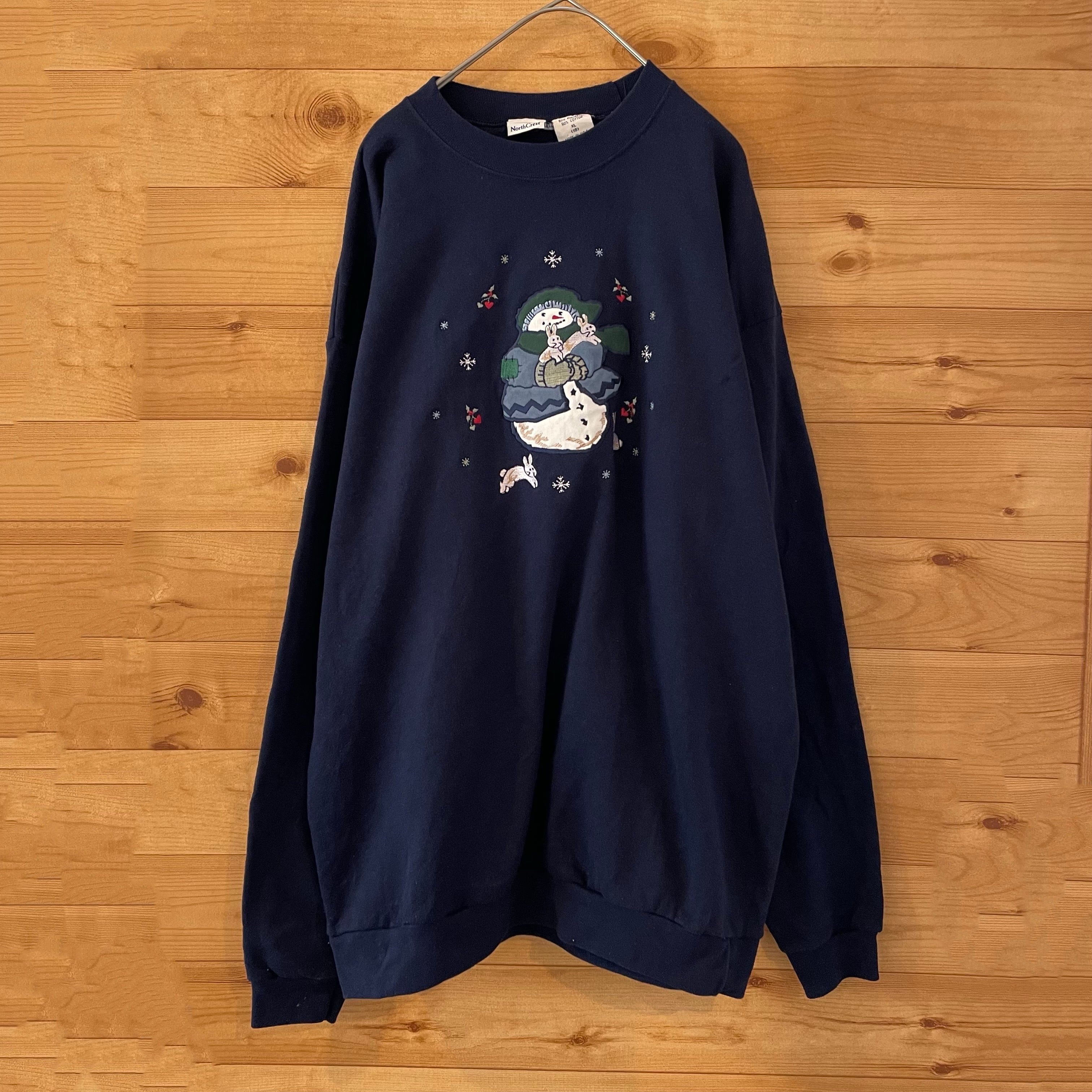 North Crest】90s USA製 カワイイ系 スウェット トレーナー 雪だるま