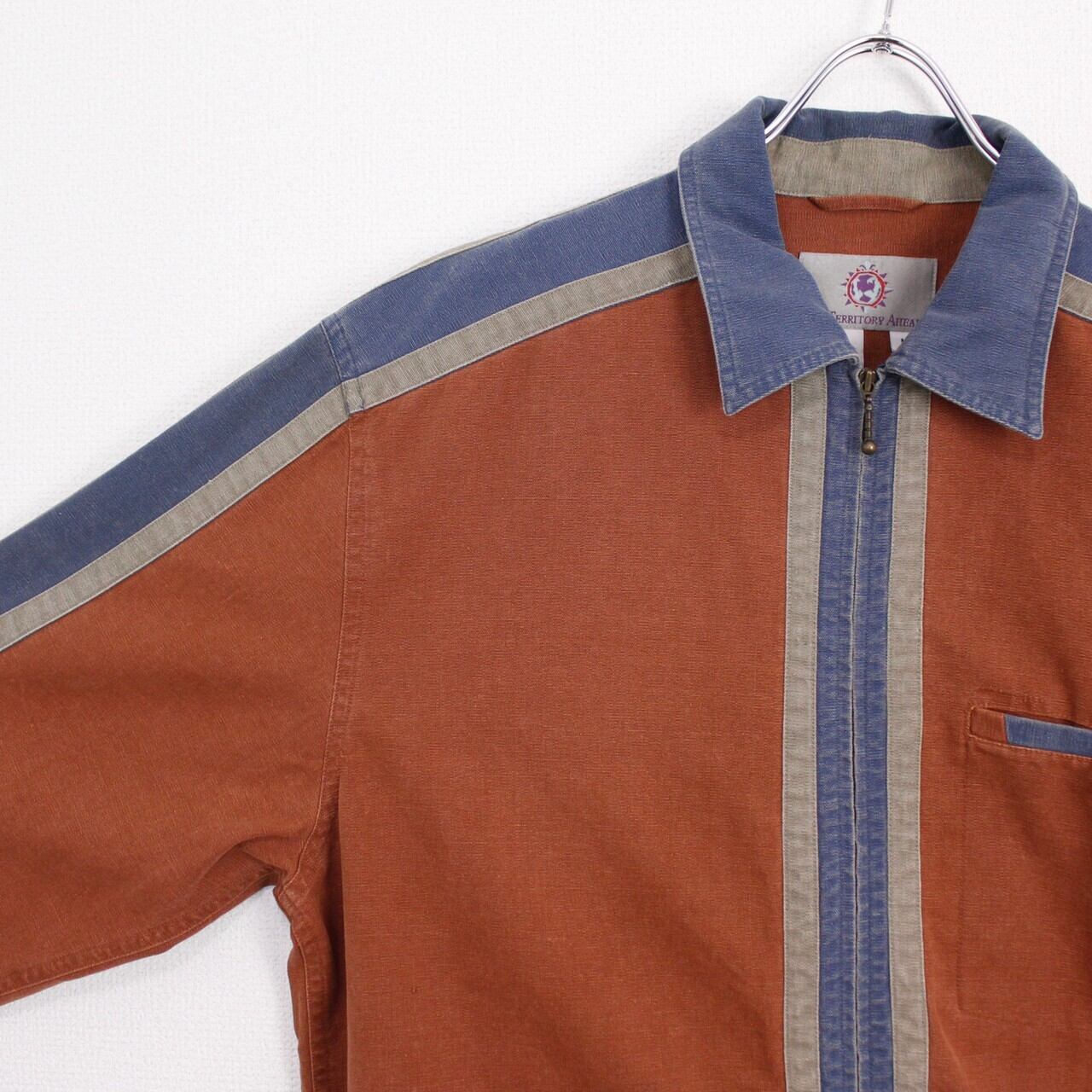 act2】Vintage Orange Zip-Up Shirt | Caka(カカ）下北沢古着屋、セレクトショップ