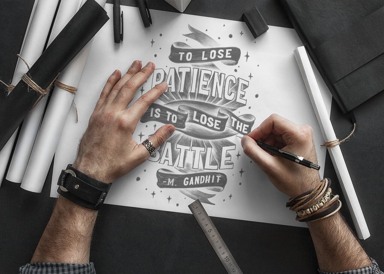 Hand lettering coloring page - Patience ハンドレタリング塗り絵 | Jane One Artworks
