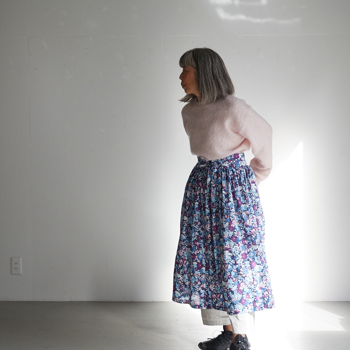 GATHERED APRON A / LIBERTY Gloria Romo (Purple) | エプロン商会
