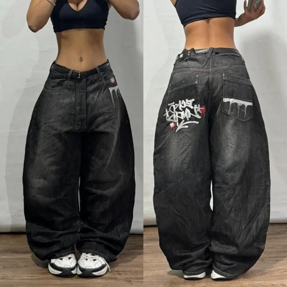 Wexwear-男性用ハイウエストバギージーンズ,トレンディなブランド,ヴィンテージ,ショートパンツ,原宿パンク,ヒップホップストリートウェア ...