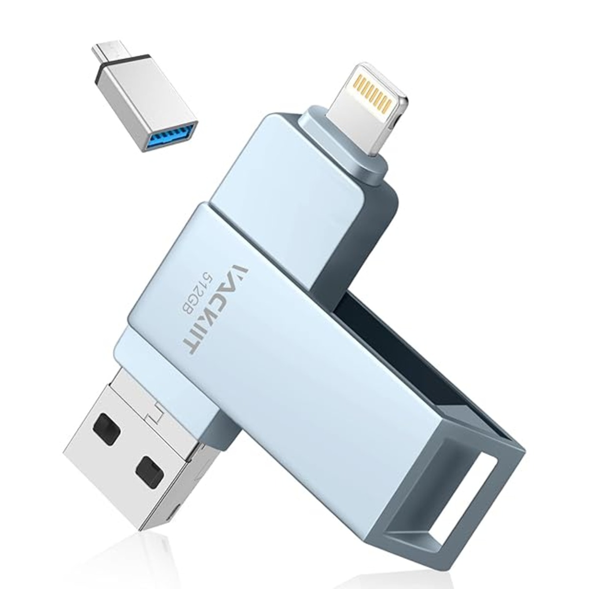 Vackiit 【MFi認証取得】iPhone用USBメモリー 512GB USBフラッシュドライブ 高速USB 3.0 フラッシュメモリー iphone写真保存usbバックアップ ...