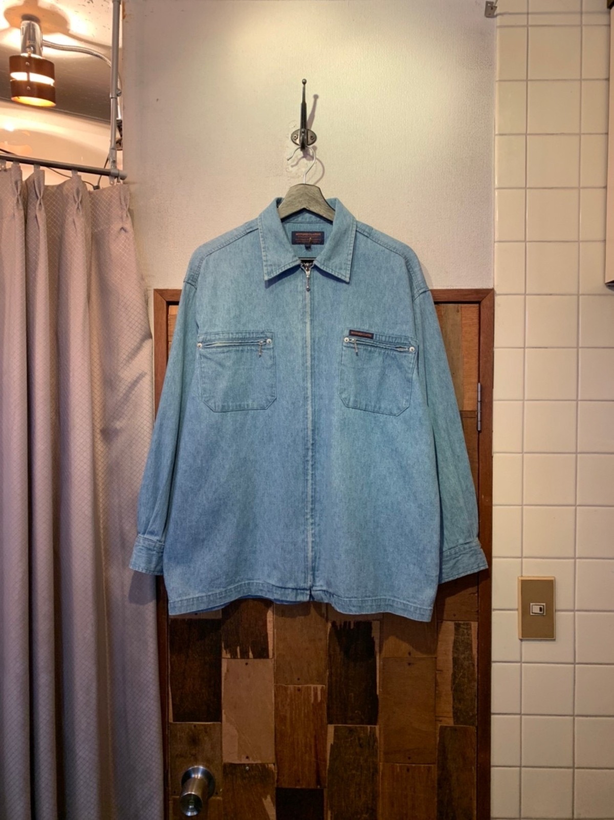 “WITFORD CLASSIC” ice blue cotton zip-up L/S denim shirt | LAUGH