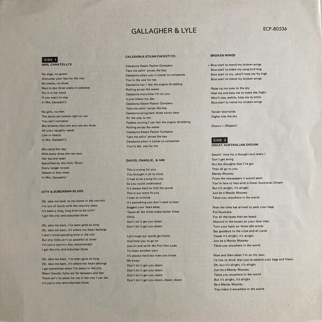 GALLAGHER & LYLE / Benny Gallagher & Graham Lyle | Yanagi Books