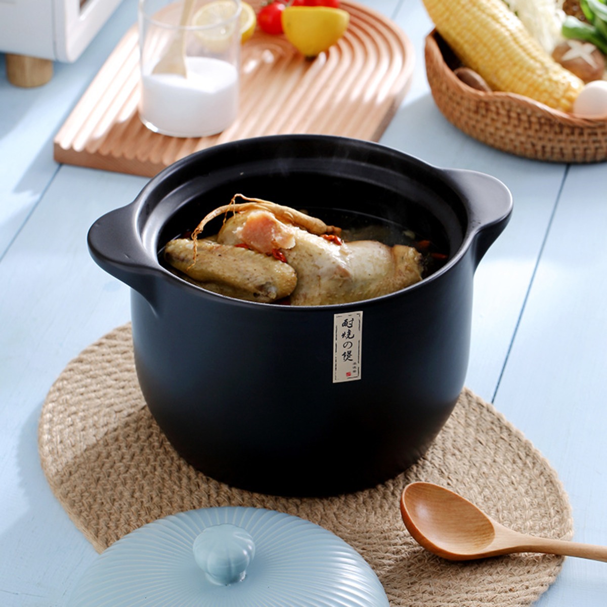 セラミックキャセロールシチューポット 鍋 3.6L 家庭用 ガス高温耐性 大容量 スープシチューポット ガスコンロ専用 おしゃれ | kitchengoods