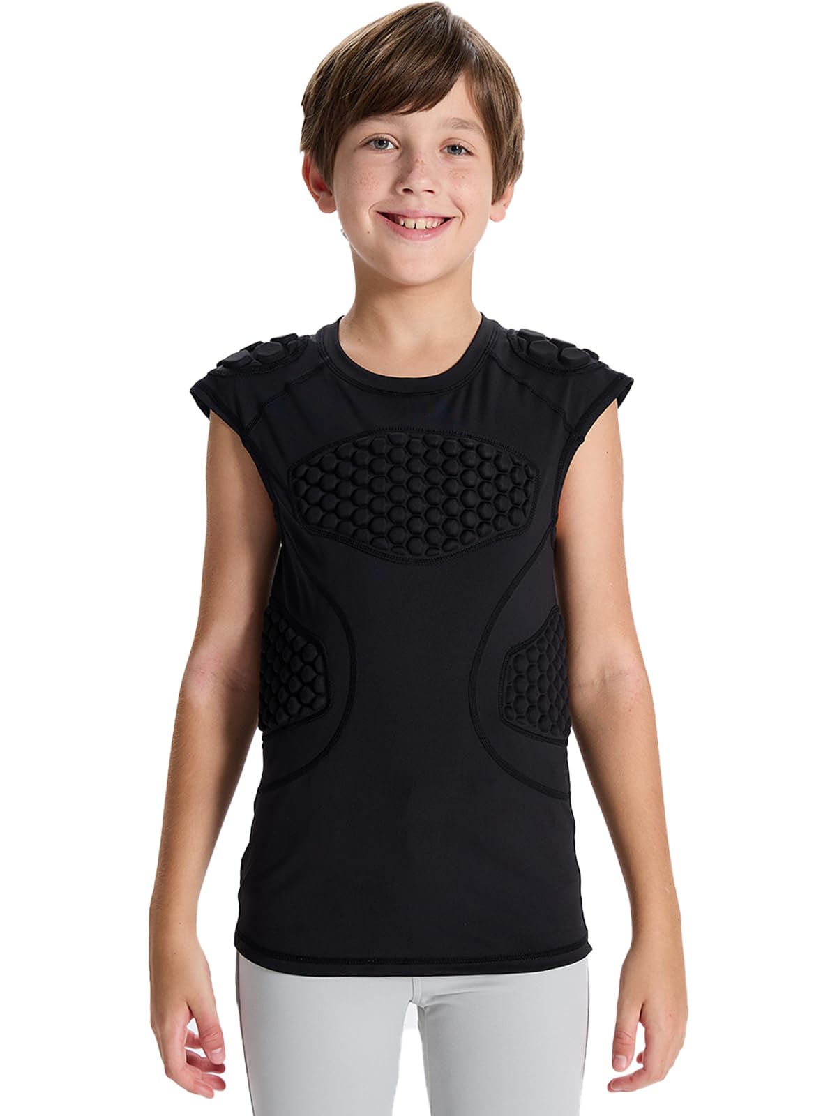 Devoropa Youth Boys Football Baseball Padded Shirt Sleevess Compression ...