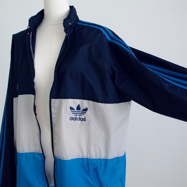 80's adidas Navy×Gray×Light blue Nylon Jacket | TimothyLand