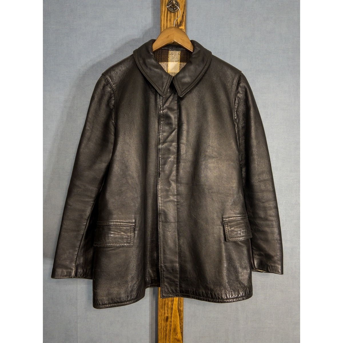 【1950s】 "French Work" Fireman Leather Jacket with Chin Strap | freely
