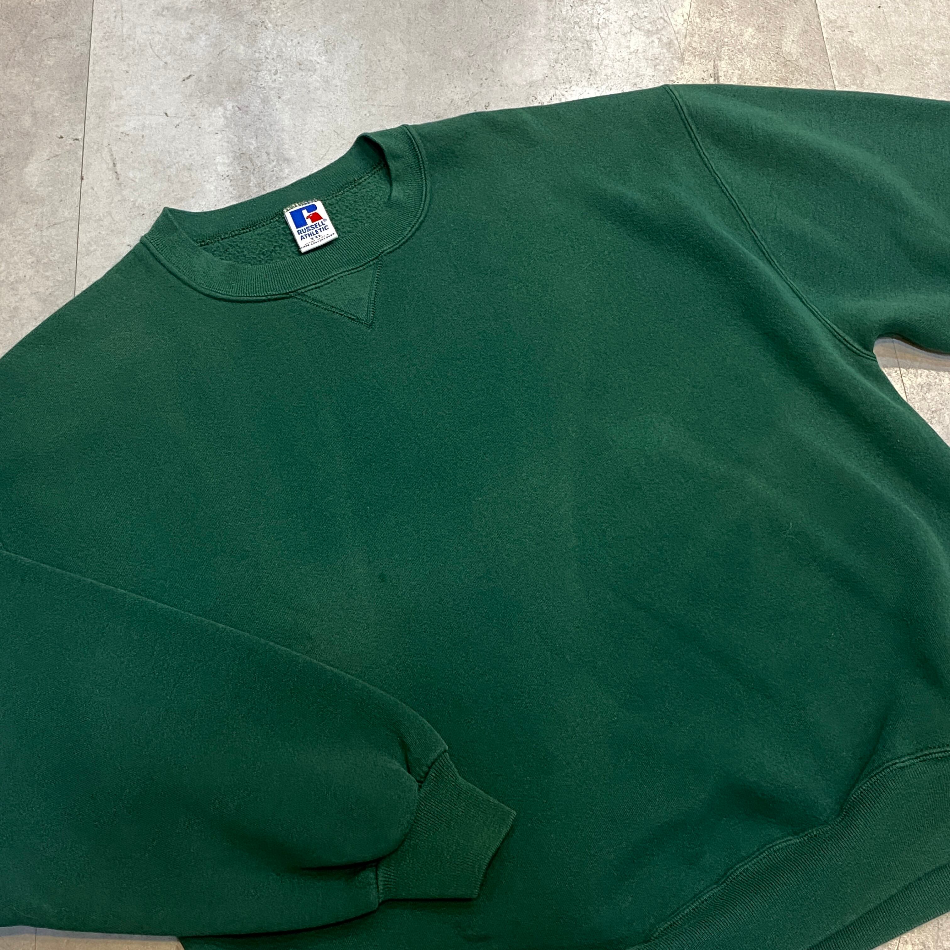 RUSSELL GREEN SOLID SWEAT SHIRT 1990'S OLD | safarionline