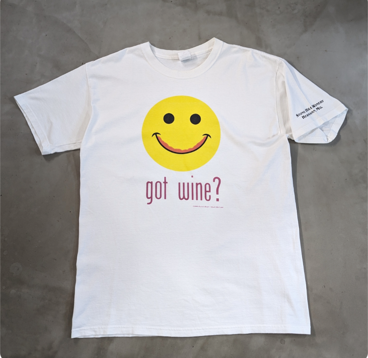 90s " got wine? " smiley print tee 小岩店 | What’z up