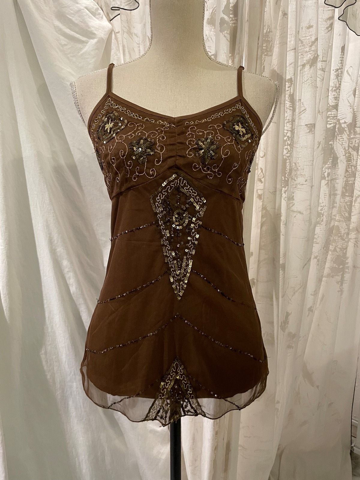 Brown Beaded Camisole | Queens