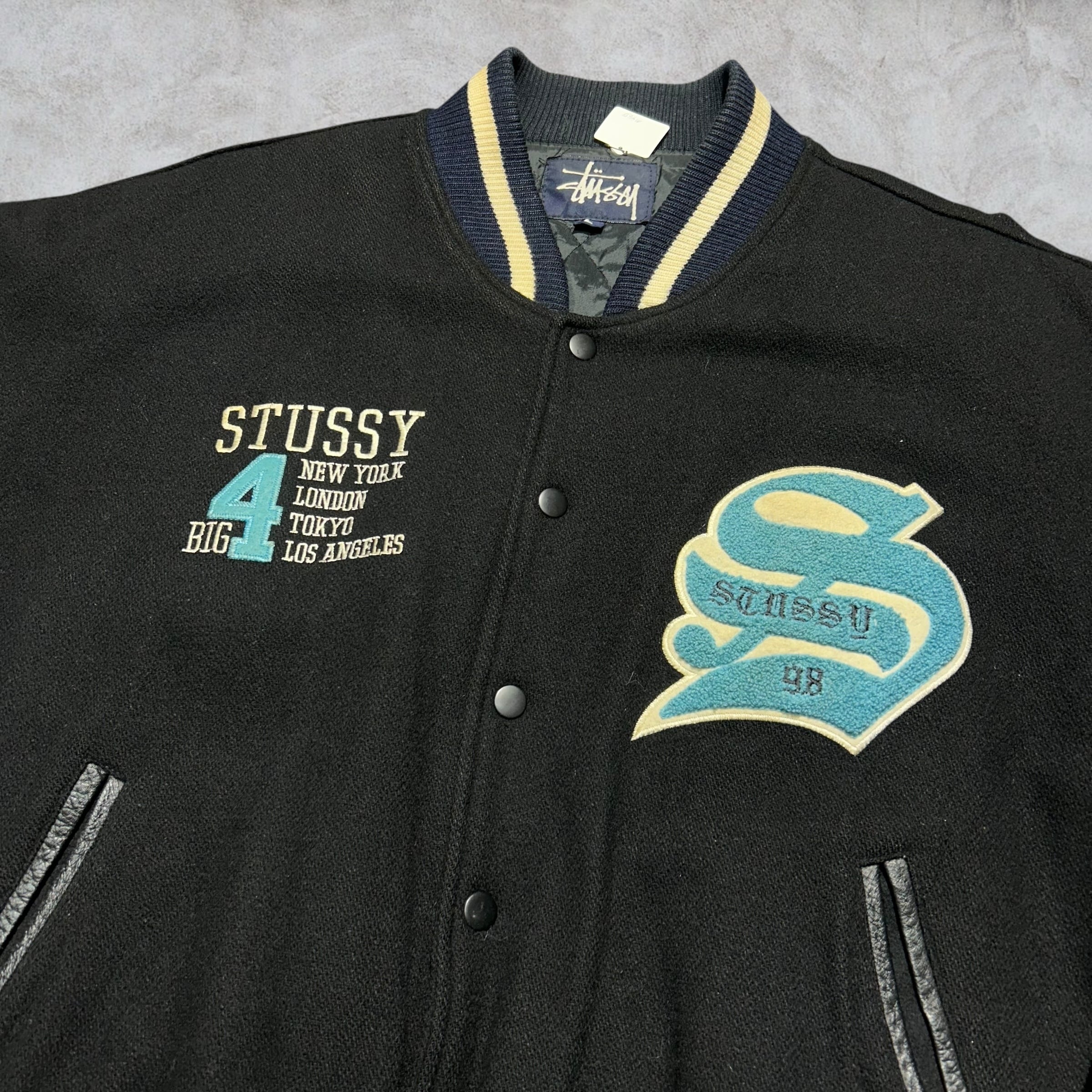 【Special!!】90’s old stussy Varsity Jacket “BIG 4” “スタジャン”【下北沢店】 | curb