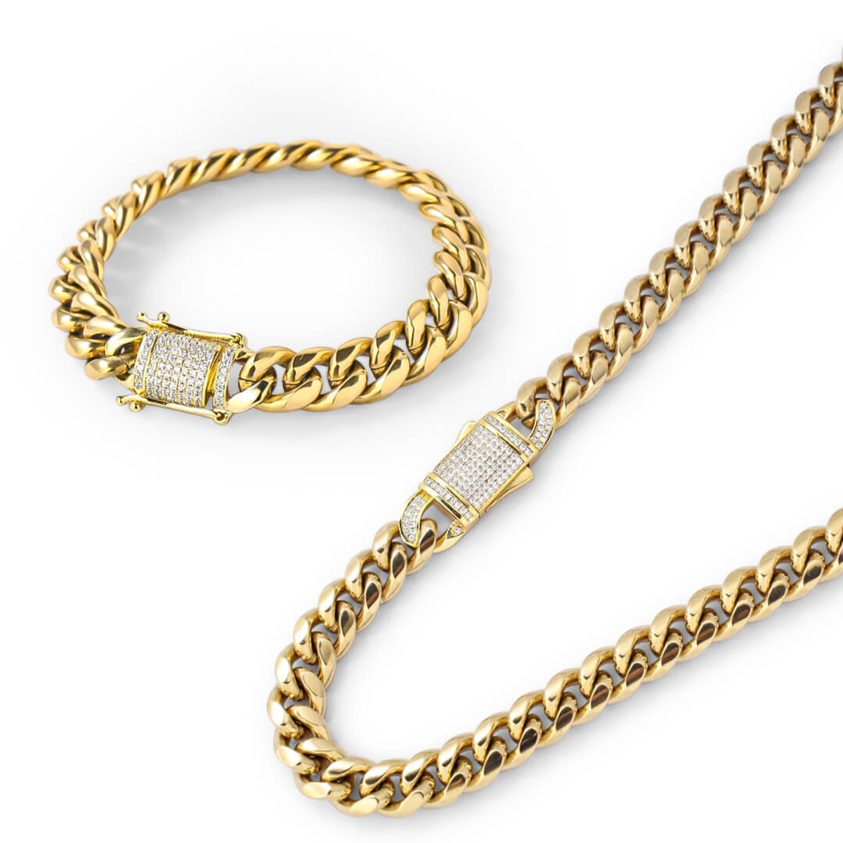【GOLD 10mm SET】-LUX JEWEL- 316L kihei chain bracelet&necklace | BREIGIA