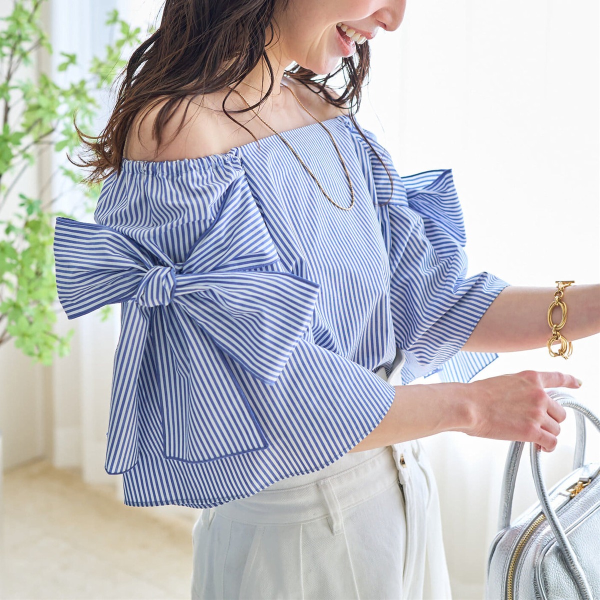 【tops】リボンフレアスリーブブラウス N2995 | nanastyle