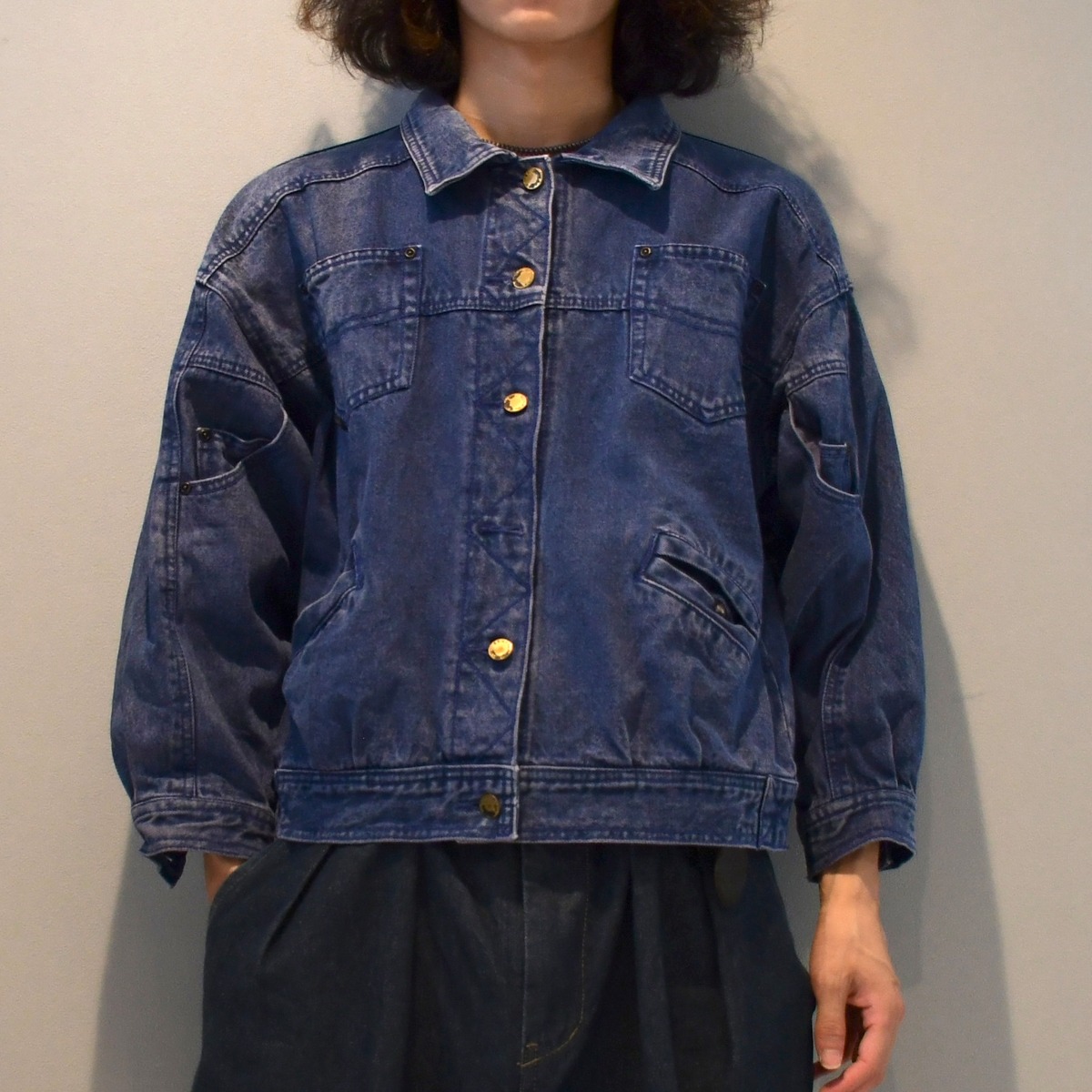 cropped work denim jacket | natume