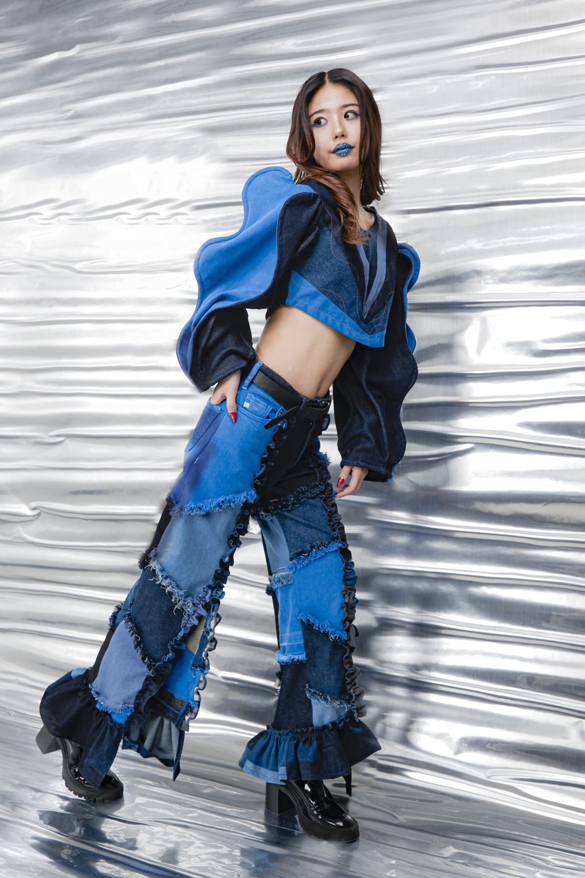 Wave patchwork pants | LUTEN