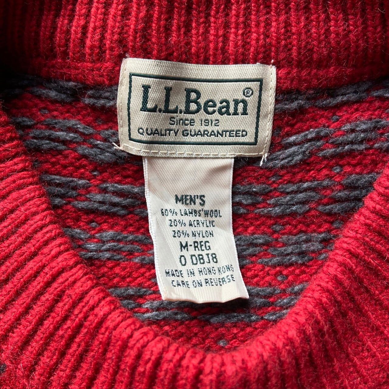 L.L.Bean エルエルビーン バーズアイ 総柄 ウール ニットセーター メンズM レディースL相当 古着 レッド 赤色 ヴィンテージ ビンテージ 【ニットセーター】 | cave 古着屋 ...