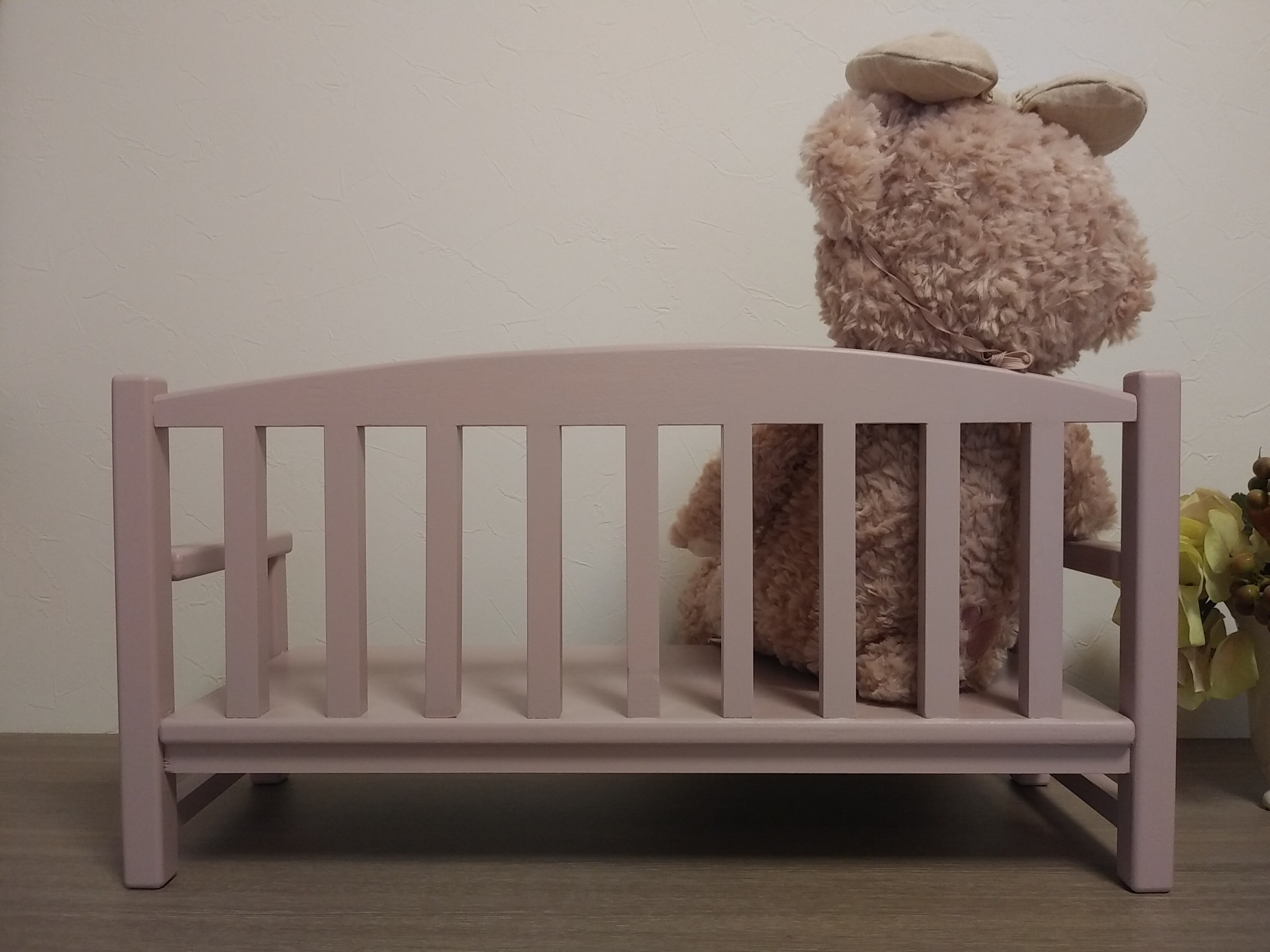 Msize 2人掛け ピンクベージュ ぬいぐるみ用 ベンチ | LEMON レモン │小さなかわいい家具のお店│キッズチェア│ベンチ