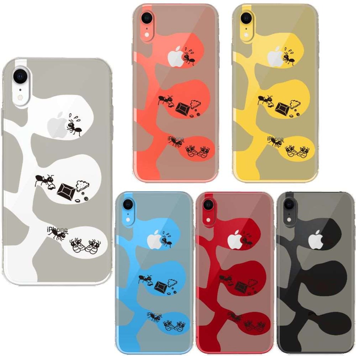 iPhoneXR ワイヤレス充電対応 ソフト クリア 透明 ケース カバー ありの巣 | アイコネクトショップ BASE店