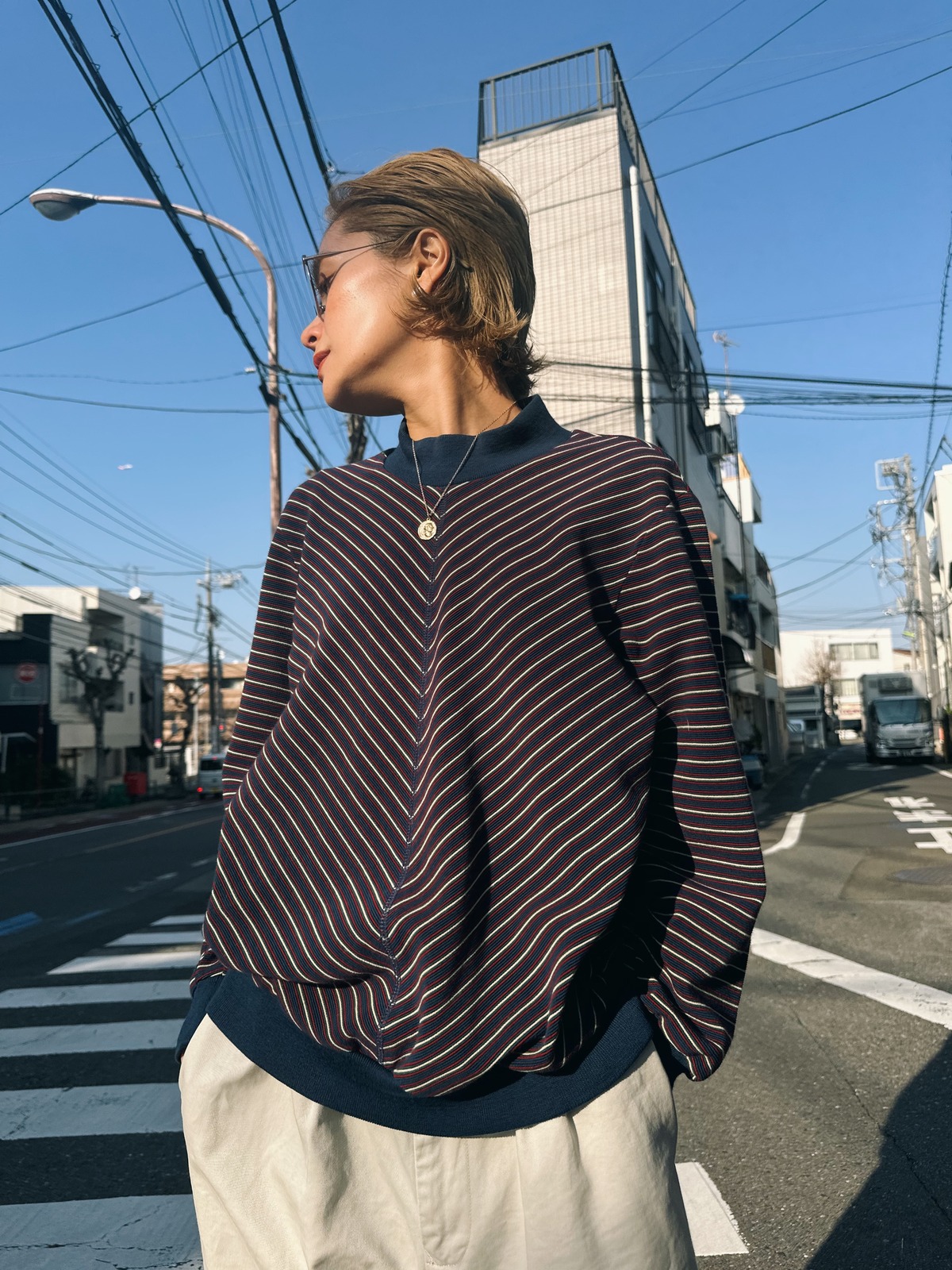 （CS 1738）ALFRED DUNNER border mock neck sweat made in USA | OVERLAP ...