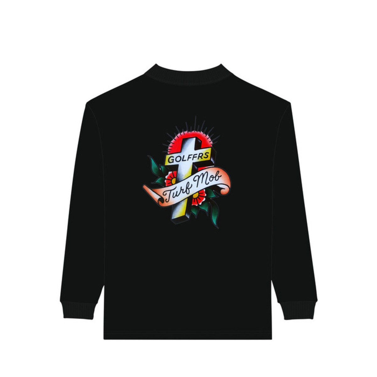 TURF MOB"Traditional Script"モックネックロングTシャツ | TURF MOB GOLF