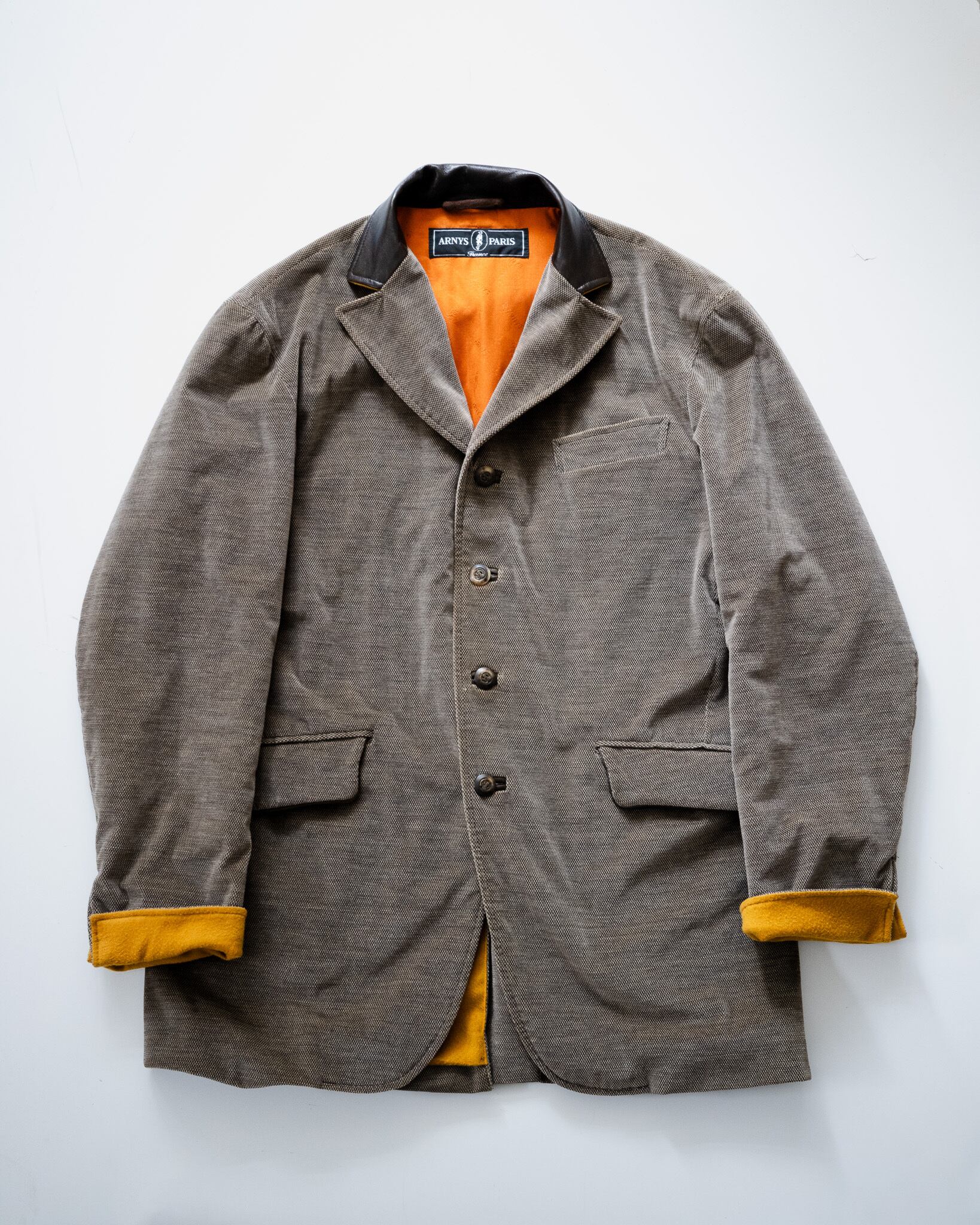 [00's] "ARNYS PARIS" Leather detailing Velour 4 button Jacket ...