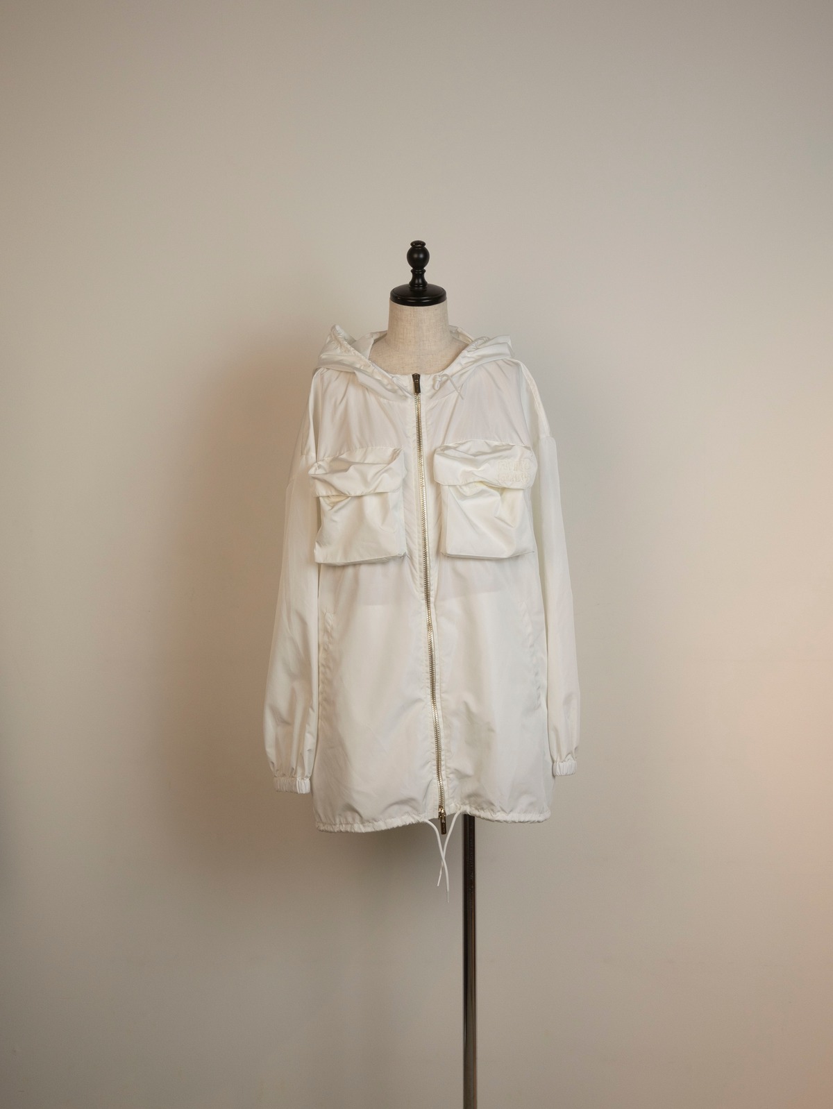 miumiu White hooded technical nylon jacket | Raum Vintage