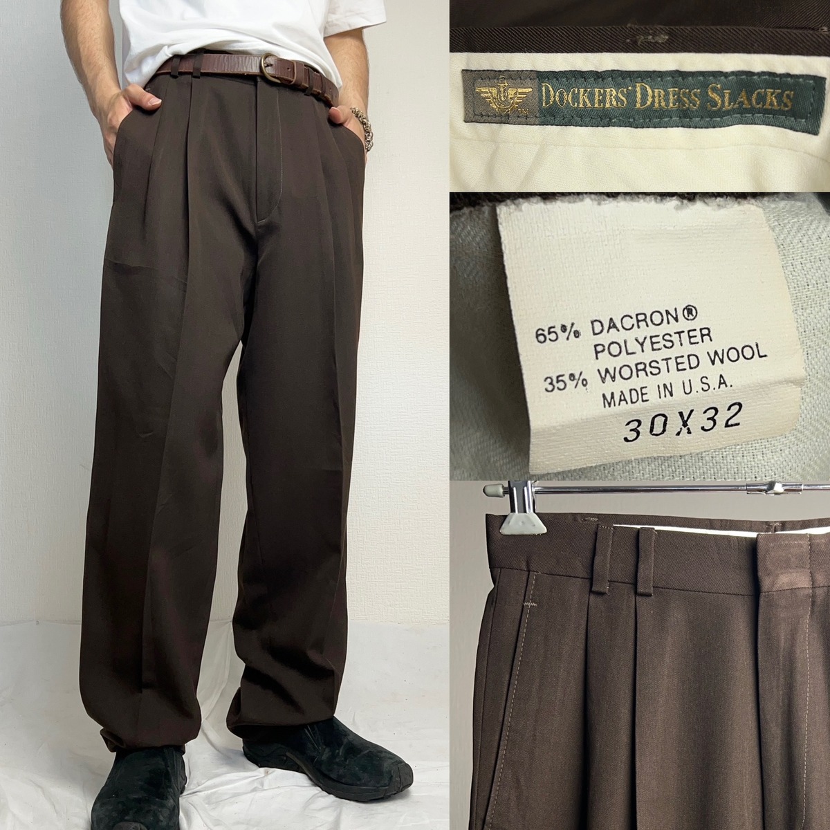 90's Levi's DOCKERS DRESS SLACKS 2tuck 90年代 リーバイス ドッカーズ スラックス 2タック ブラウン ...