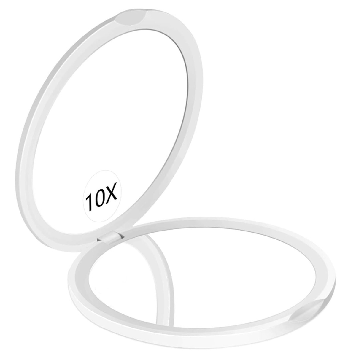 KALOLINNA コンパクトミラー 両面化粧鏡 10倍 拡大鏡 手鏡 折りたたみ鏡 角度調整可 持ち運び便利 円形 (ホワイト) | loop0707