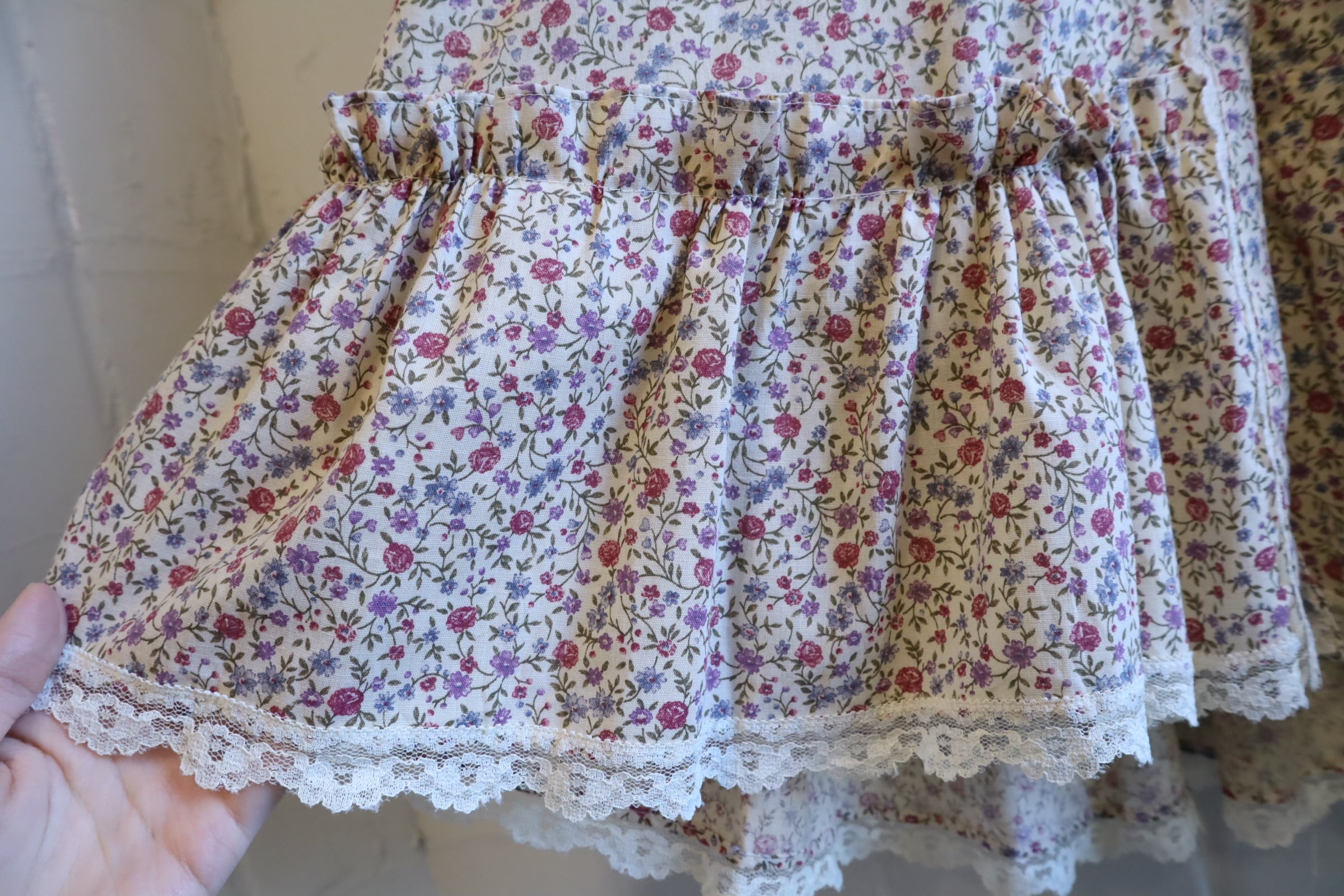 70s GUNNE SAX cream×pink flower pattern sleeveless dress [l-4724 ...