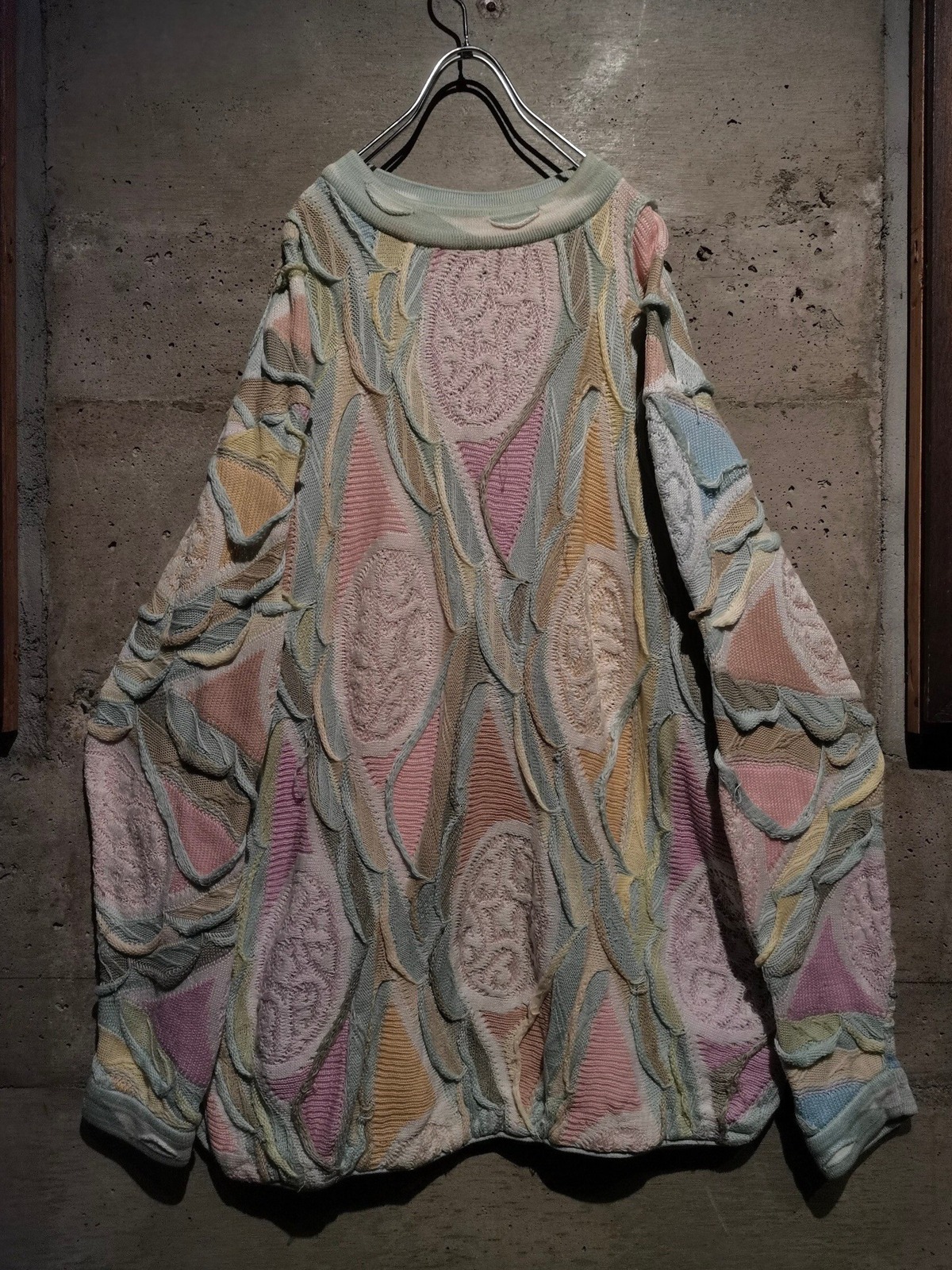 【Caka】"COOGI" Multi Pastel Coloring Design Vintage Loose 3D Knit ...