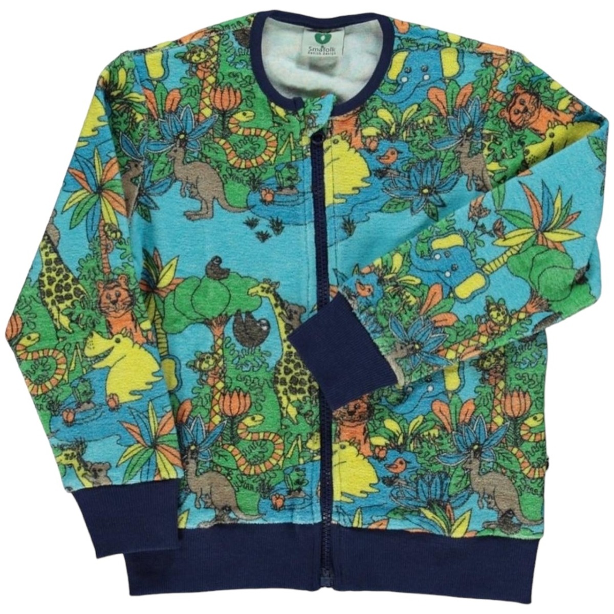 Småfolk Sweatshirt with jungle Blue | ropadeaulu