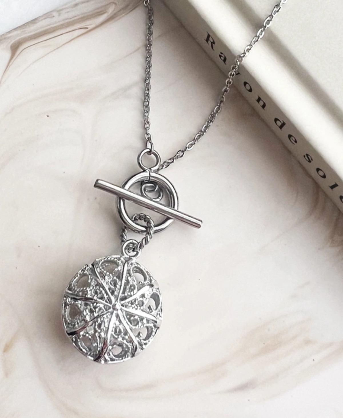 【ifumé】透かし模様のロングネックレス サージカルステンレス SILVER | 金属アレルギー対応アクセサリー ˖°ifume イフュメ ˖°