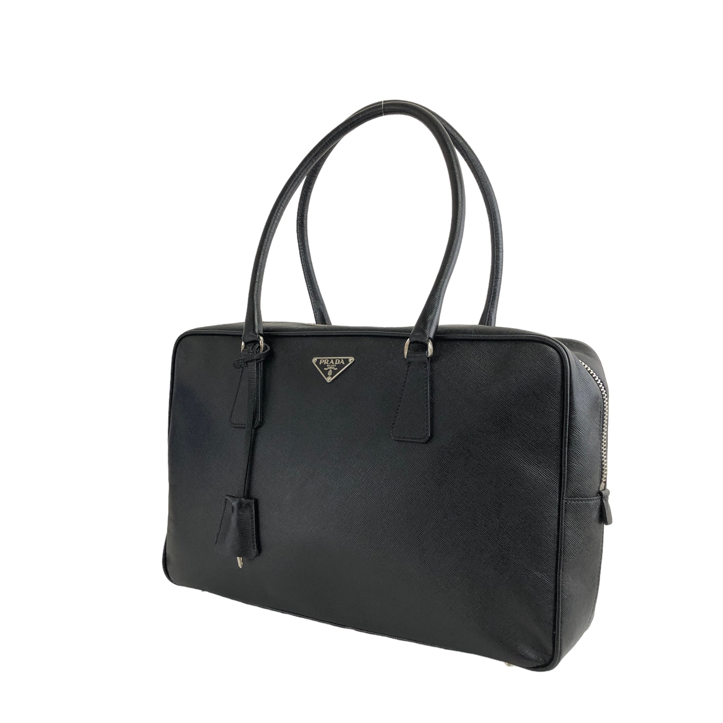 PRADA プラダ サフィアーノ ハンドバッグ ブラック サフィアーノ PRADA プラダ サフィアーノ ハンドバッグ ブラック サフィアーノ
