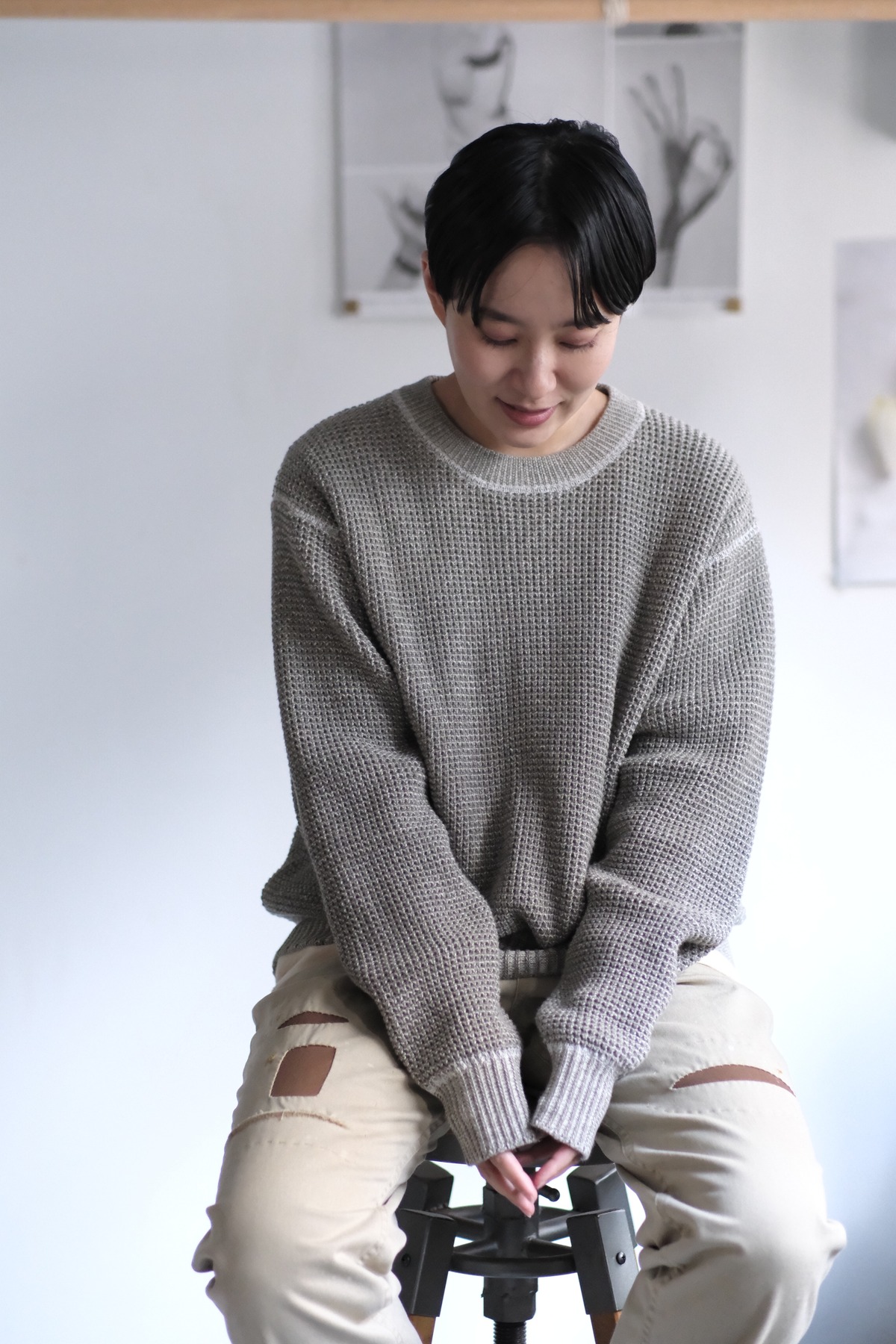 "UNDYED STANDARD" "KNIT WAFFLE CREW" | KEY WEB STORE