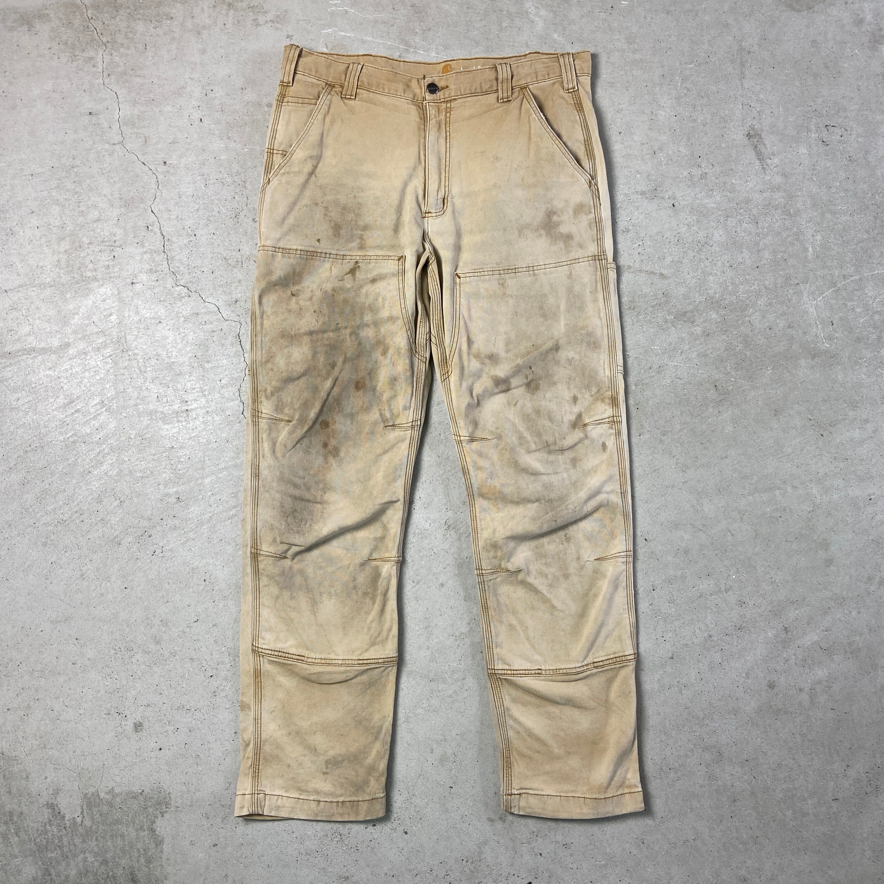 Carhartt カーハート 102802 relaxed fit ダブルニー ペインターパンツ メンズW36 古着 ワークパンツ キャメル ...