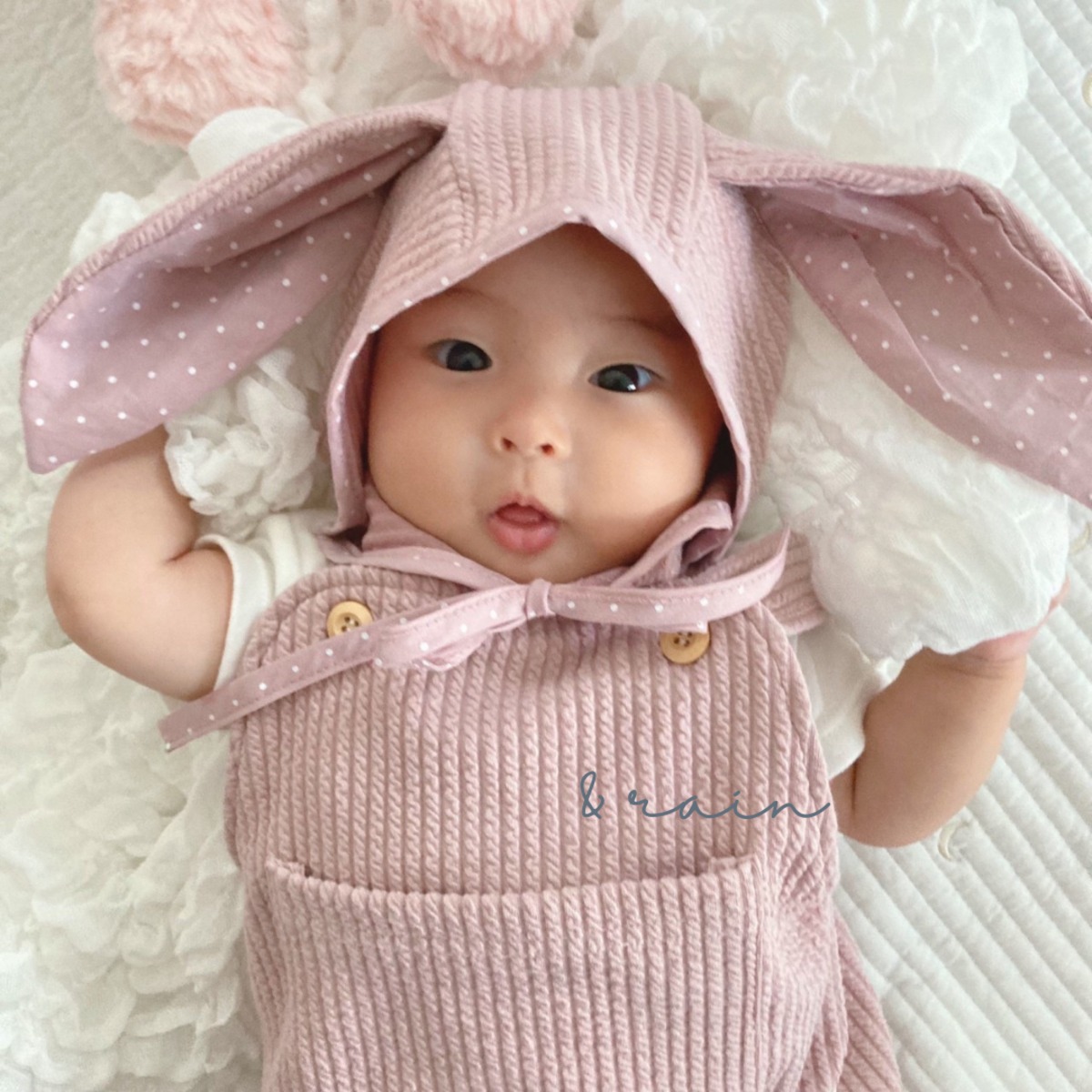 【S品】rabbit picnic rompers | & rain