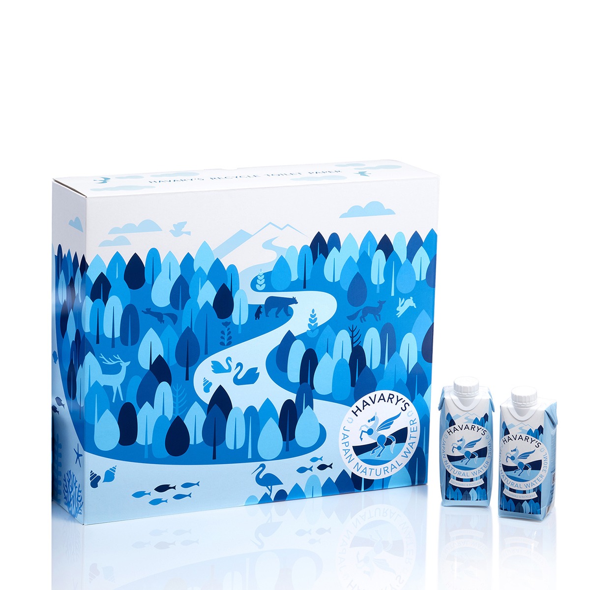 【セット販売】ハバリーズ330mL&再生トイレットペーパー入りリサイクルBOX | HAVARY'S_WATER