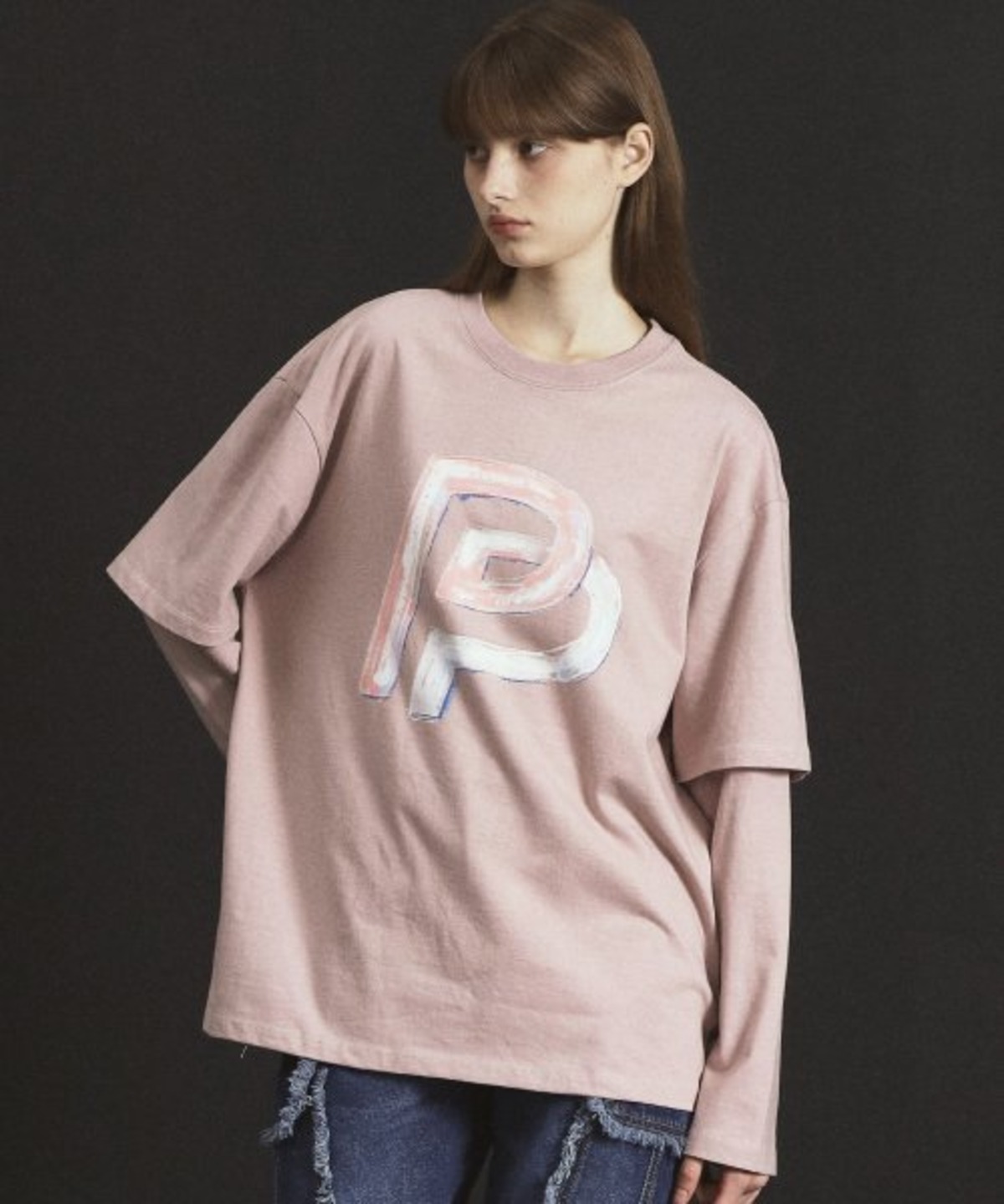 [PRENDA] PAINTED PP LAYERED SLEEVE PINK | もごつ
