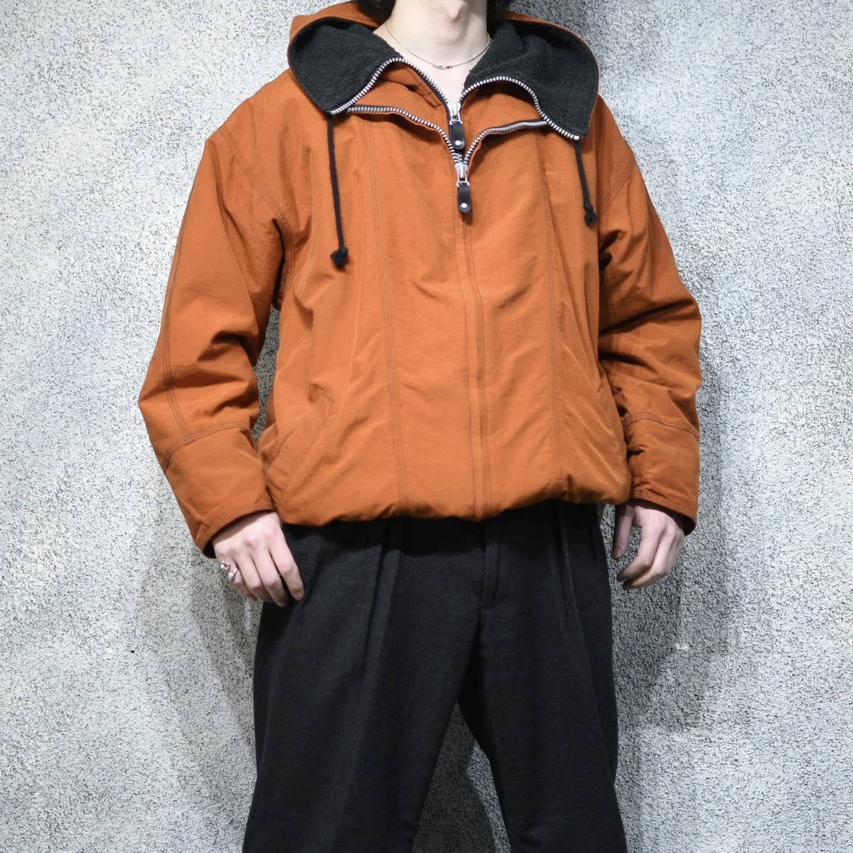 layered design foodie nylon fleece jacket | kroneko