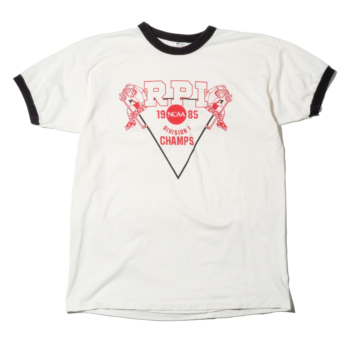 85's Champion "RPI" ringer T-shirt made in USA[XL] | goodbuy