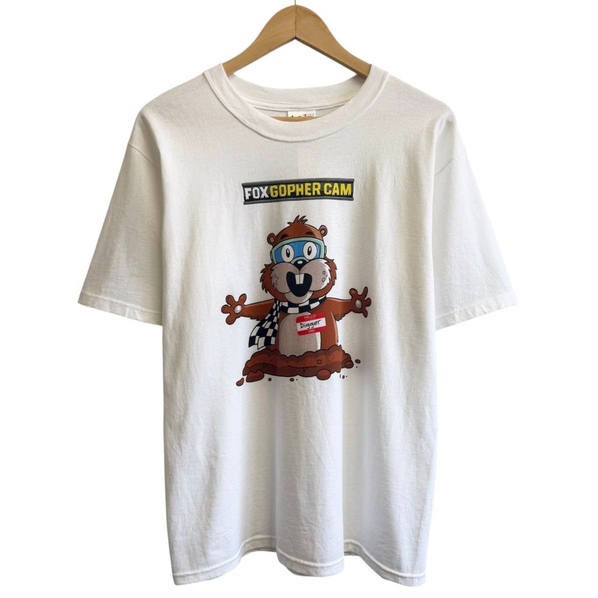 NASCAR ナスカー CHASE AUTHENTICS 両面プリント FOX GOPHER CAM イラスト DIGGER 半袖Tシャツ 白 ...