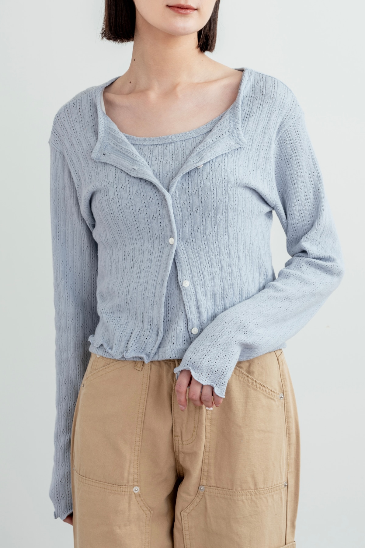 soft touch cotton cardigan & camisole (set item) | myl