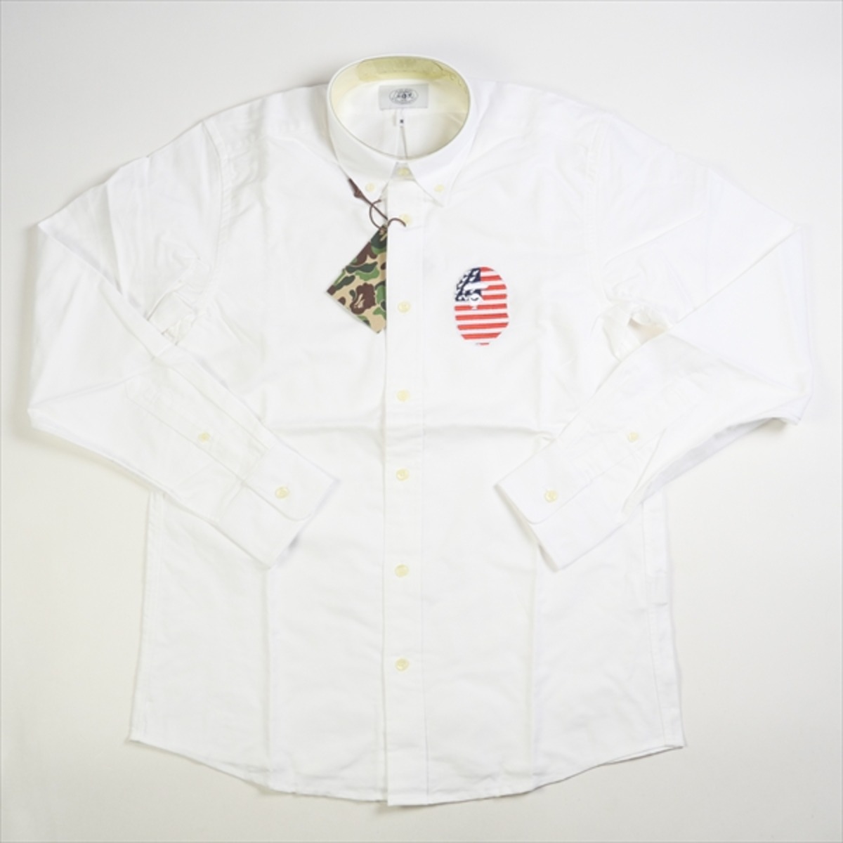Size【M】 A BATHING APE ア ベイシング エイプ LARGE APE HEAD OX BD SHIRT WHITE 長袖 ...
