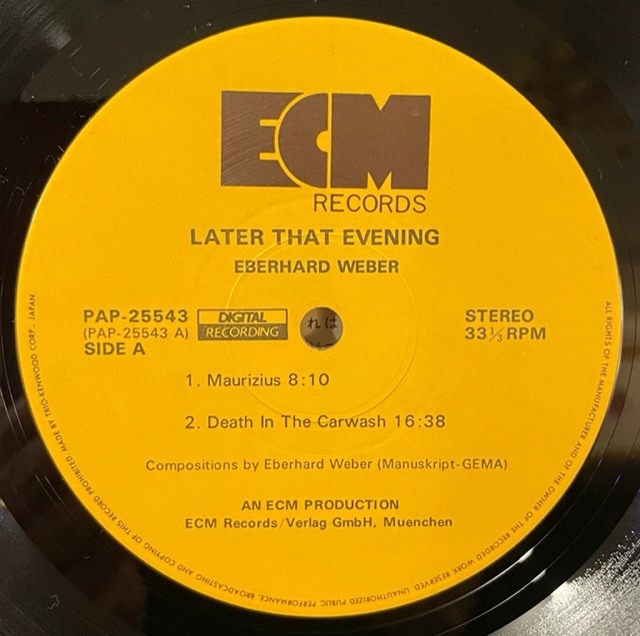 EBERHARD WEBER "LATER THAT EVENING" LP | EAD RECORD