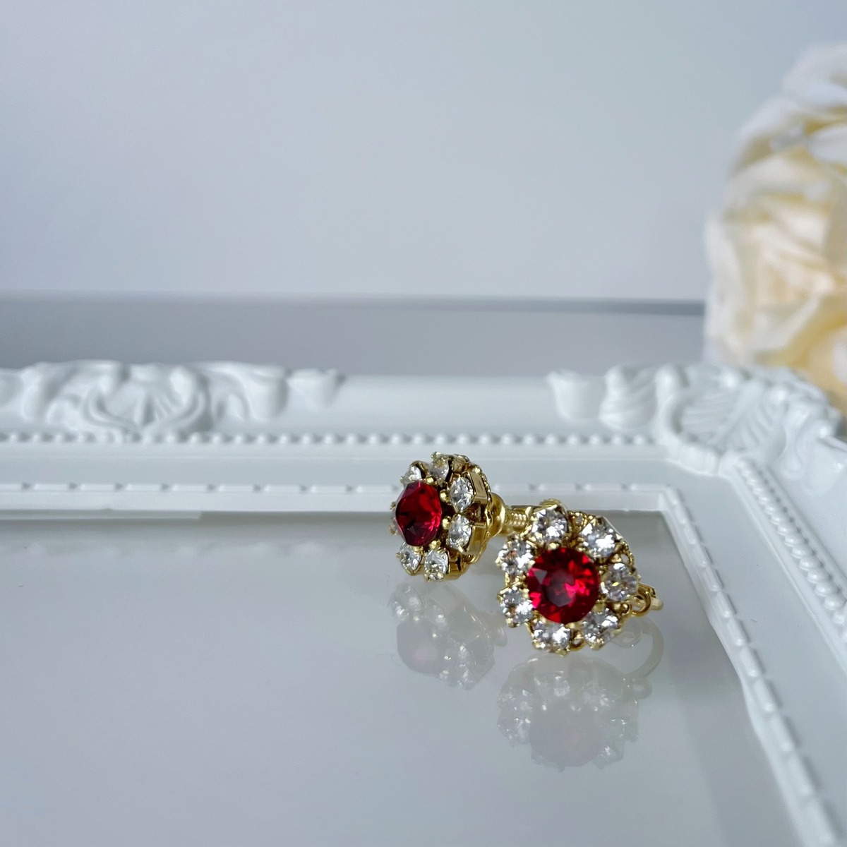 ビジューイヤリング Red | Atelier ruby mieux