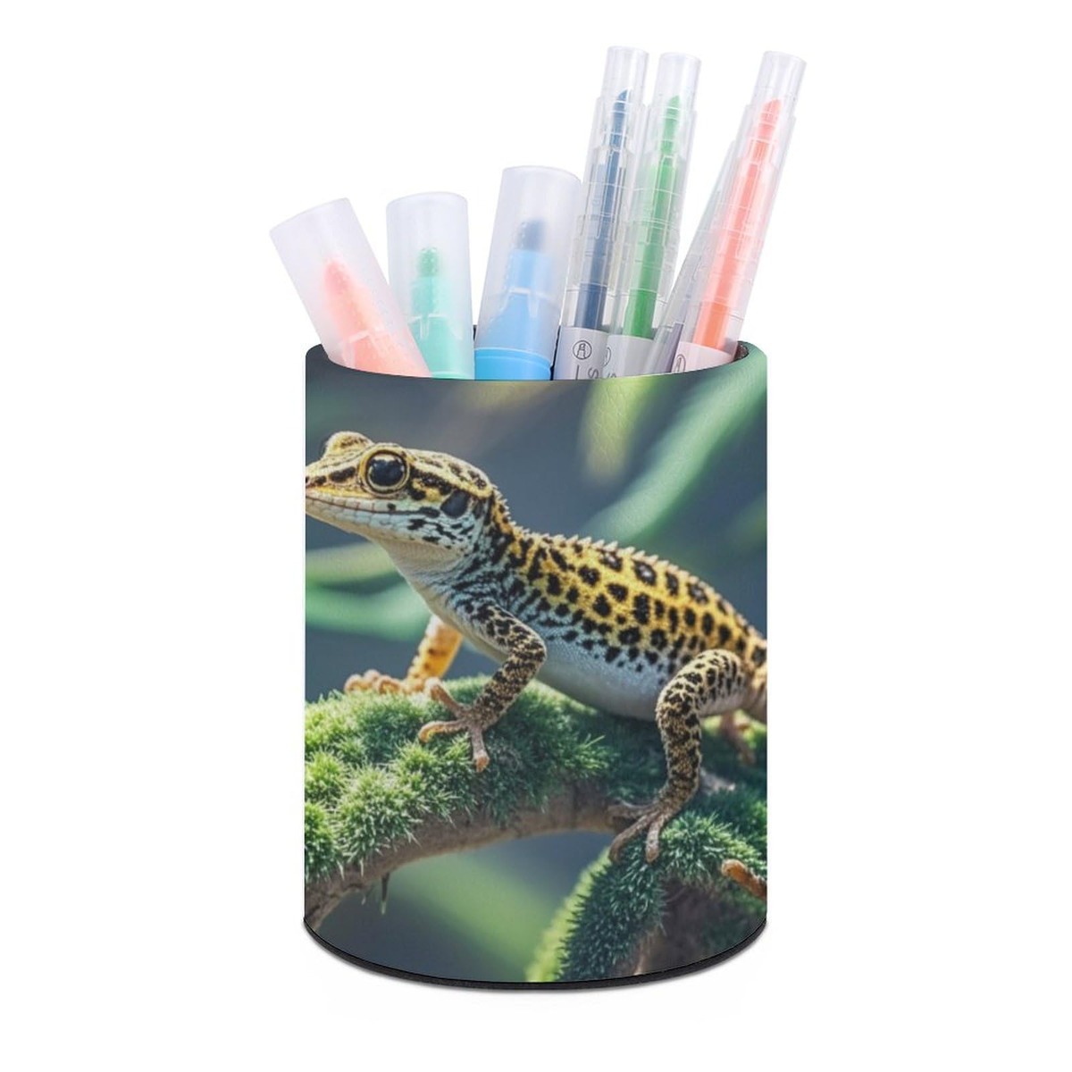 FZMTLDS LEOPARD LITER GECKO PEN HOLDER ROUND PENCIL CUP HOLDER DESK PU ...